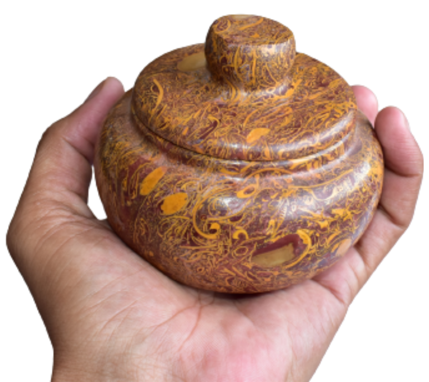 Barmer Bazaar Habur Stone Handi with Lid,Stone Kitchen Utensils (9.5 cm)